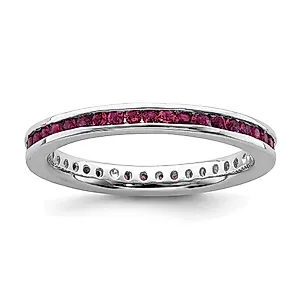 Solid 925 Sterling Silver Stackable Created Ruby Ring Eternity Band Size 9
