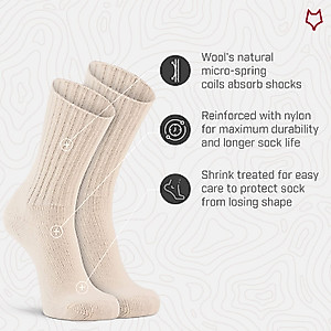 FoxRiver Womens Classic Wool Medium-weight Sport Crew Athletic-socks, Natural, Medium US