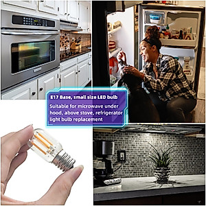 Jensense Microwave Light Bulbs Under Hood 125V 40W Equivalent Whirlpool Microwave Light Bulb 8206232a 4W LED Appliance Bulb E17 Base 5000K Daylight White Non-Dimmable, 2 Pack