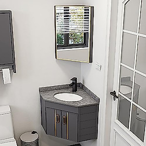 OOCCO Corner Bathroom Vanity,Wall Mount Bathroom Sink,Small Corner Sink,Corner Bathroom Vanity Sink Combo,Above Counter Mini Wall Vanity Vessel Sinks,for Home Kitchen Patio Laundry Room