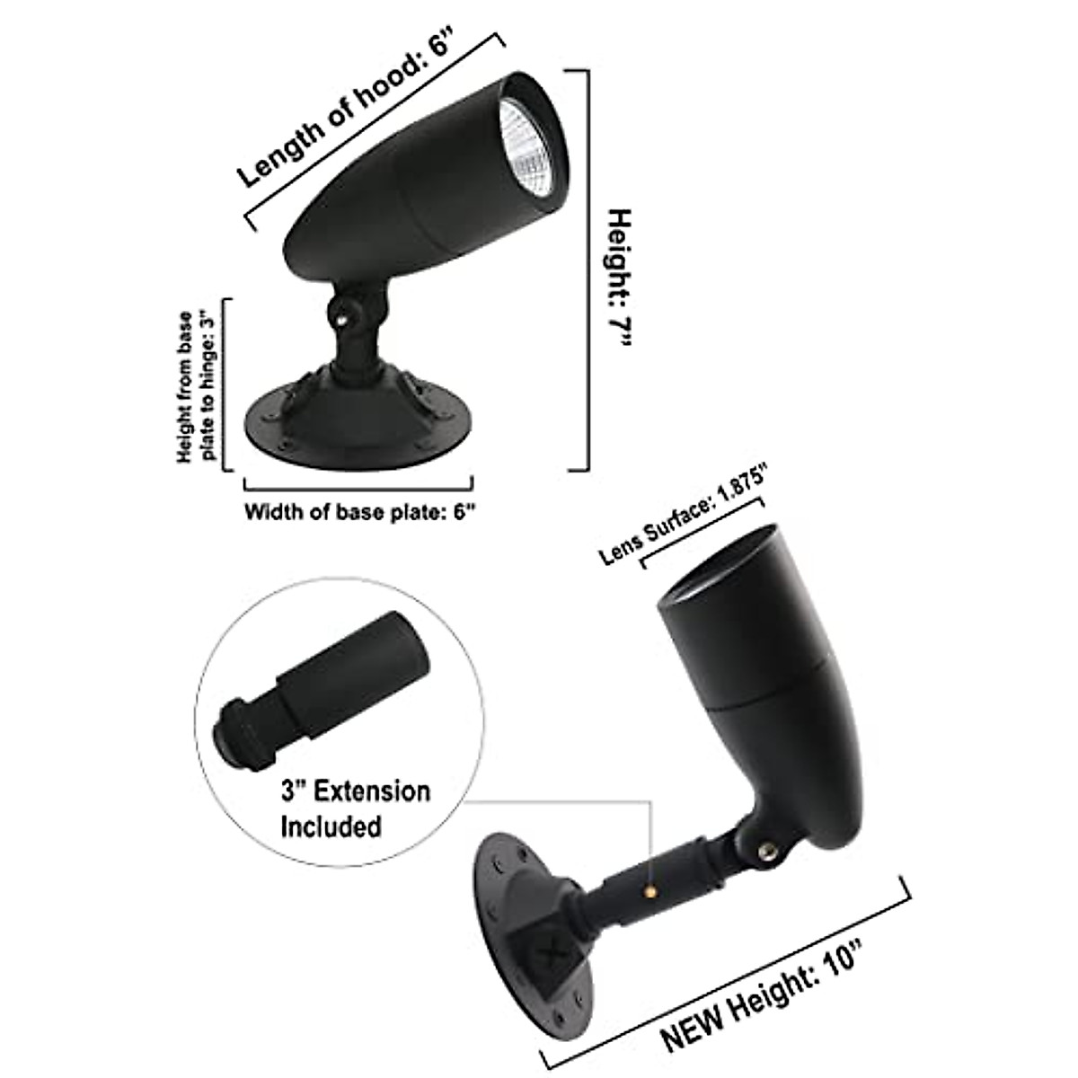 HOMEnhancements LED Black Small Bullet Flood Light Site Landscape Lighting Spot Light for Exterior 630 Lumen, 10W, 3000K LED-FLOOD-226-BK #16701