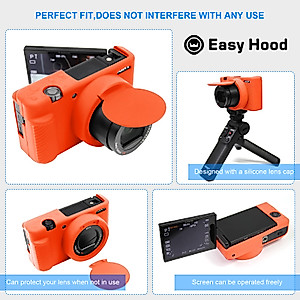 Easy Hood Camera Case for Sony ZV-1 Camera Removable Lens Cover,Anti-Scratch Silicone Soft Camera Case Compatible with Sony ZV-1 ZV1 Camera(Orange)