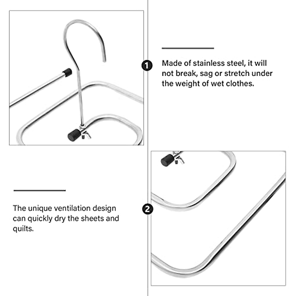 DOITOOL 2pcs Spiral Hanger Stainless Steel Spiral Drying Rack Sheets and Blankets Spiral Saving Rack Drying Rack Square Spiral Quilt Storage Hanger