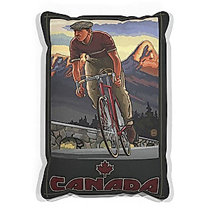 Canada Downhill Biker Sunset Canvas Throw Pillow for Couch or Sofa at Home & Office from Travel Artwork by Artist Paul A. Lanquist 13" x 19".