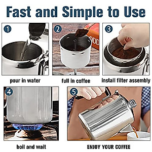 Hillbond Coffee Percolator Stainless Steel Camping Coffee Pot Outdoors 9 Cup Percolator Coffee Pot for Campfire or Stove Top Coffee Making