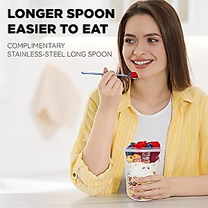 Overnight Oats Container with Lids (Set of 4) plus the Spoon - Perfect for meal prep and breakfast on the go, Oatmeal Container To-Go, Overnight Oats Containers With Lids, Overnight Oats Jars, Microwave Safe BPA Free