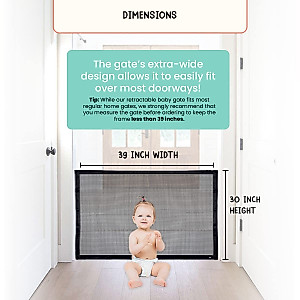 Dog Gates for The House,JG Baby Retractable Mesh Dog Gate,for No Drilling Portable Folding Child's Baby Gates Install Anywhere 3 Poles Avoid Pets from Passing Underneath 30'' X 39'', 3 Poles 8 Hooks