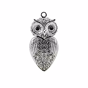 Civetman USB Flash Drive 128GB Jewelry Crystal Animal Owl Design Pendrive USB 2.0 Memory Stick Thumb Drive USB Stick - Silver