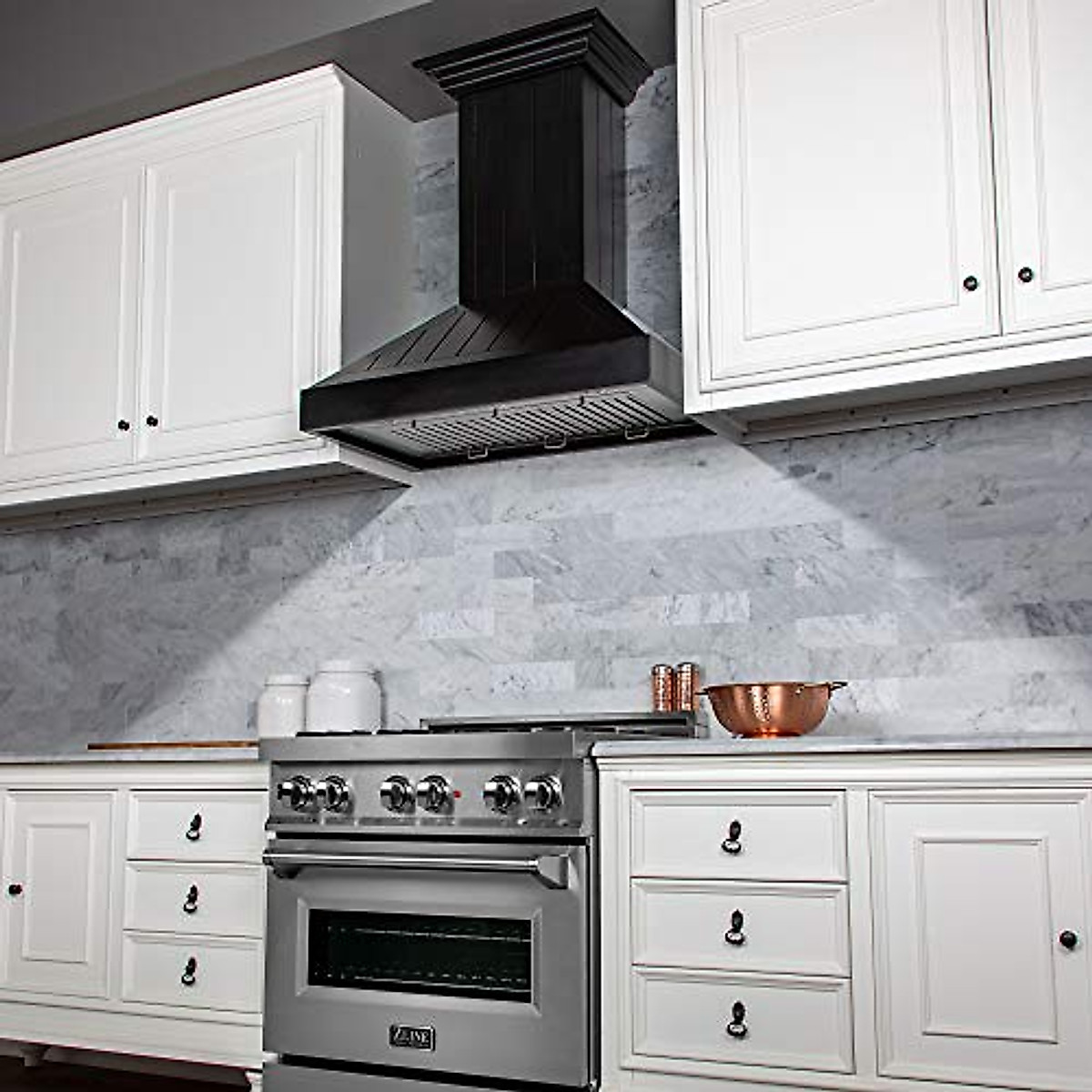 ZLINE 36 in. Wooden Wall Mount Range Hood in Black - Includes Motor (KPCC-36)