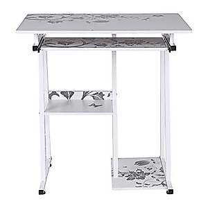 Standing Desk Stand Up Desk with Mutil-Layer Large and Comfortable Table top Desktop Computer Desk Laptop Study Table Office Desk with Pullout Keyboard Tray (White)