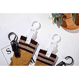 Super Strong Plastic Family Travel Rotating Hanging Laundry Hook, Clothespin, hat Clip-4.3 inches (White) 10PCS