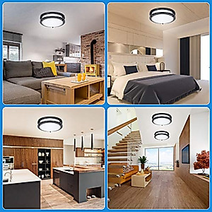 Drosbey 24W Dimmable LED Ceiling Light Fixture, 10 inch Oil Rubbed Bronze Flush Mount Ceiling Lights for Bedroom, Bathroom, Kitchen, 3000K/4000K/5000K Adjustable, Super Bright 2200LM