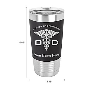 LaserGram 20oz Vacuum Insulated Tumbler Mug, OD Doctor of Optometry, Personalized Engraving Included (Silicone Grip, Black)