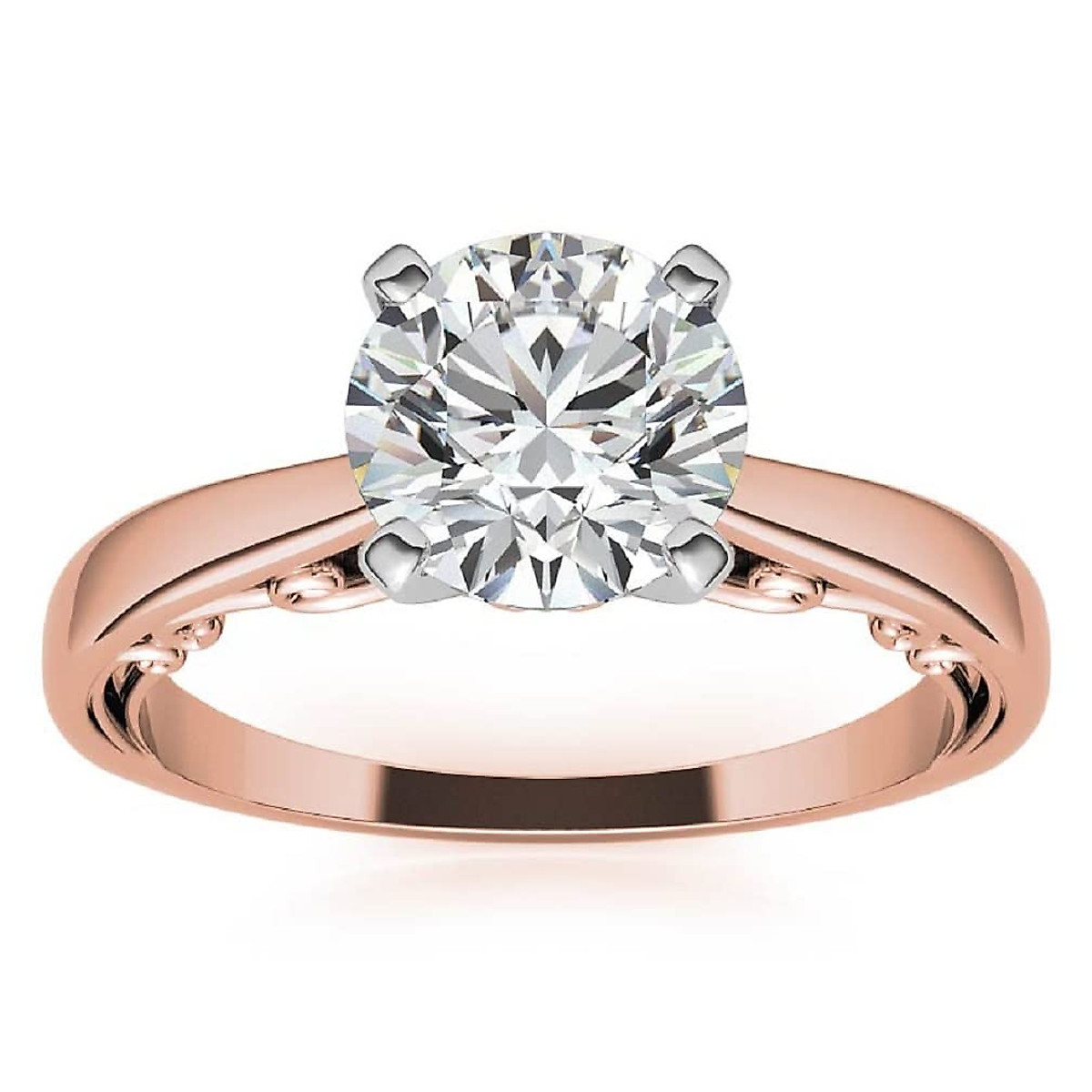 10K Solid Rose Gold Handmade Engagement Rings, 2 CT Oval Cut Moissanite Diamond Solitaire Bridal/Wedding Ring for Women/Her, Minimalist Rings Anniversary Ring For Gifts (7.5)