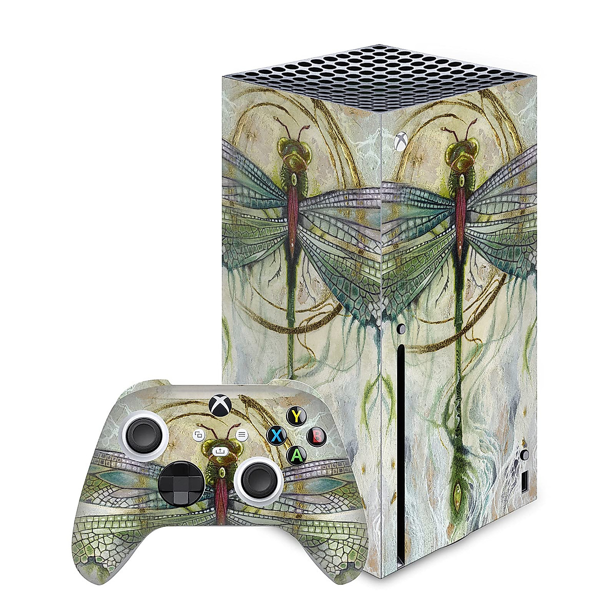 Head Case Designs Officially Licensed Stephanie Law Damselfly 2 Art Mix Vinyl Sticker Gaming Skin Decal Cover Compatible With Xbox Series X Console and Controller Bundle