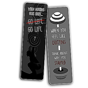 Creanoso Fitness Bookmarks (30-Pack) – Premium Gift Set – Awesome Bookmarks for Body Builders, Fitness Athletes, Men, Women – Six Bulk Assorted Bookmarks Designs – Cool Giveaways Set