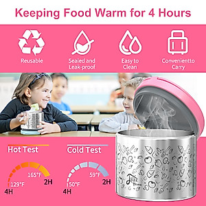 Lille Home Lunch Box Set, An Vacuum Insulated Bento/Snack Box Keeping Food Warm for 4-6 Hours, Two BPA-Free Food Containers, A Lunch Bag, A Portable Cutlery Set, Smart Diet, Weight Control (Pink)