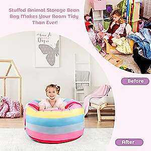KABOER Bean Bag Cover for Kids,200L Stuffed Animal Storage Bean Bag Chair Cover |Stuffable Zipper Beanbag for Organizing Children Soft Plush Toys (32x29inch)