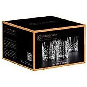 Nachtmann Highland Whisky Tumbler, Crystal Clear Glass, Set of 4 Glasses, 4 - Inch Drinking Cup for Fine Whiskies, Scotch, Cognac, and Rum, Rock Glasses, 12-Ounce, Dishwasher Safe