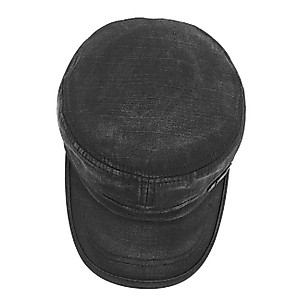 Glamorstar Unisex Cadet Army Cap Washed Cotton Military Corps Hat Flat Top Cap Black,One Size