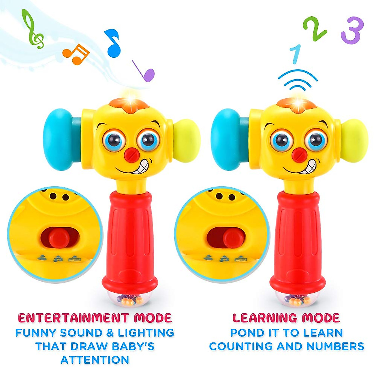 VATOS Musical Light Hammer Toy for Babies 12-18 Months - Infant Hammer with Sounds and Lights for 1 Year Olds