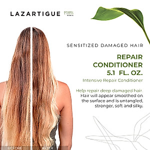 Lazartigue Repair Conditioner, Enriched with Vegetal Keratin, Helps Repair Damage Deep Down Right to Ends, Smoothes the Surface of Hair Leaves it Untangled, Stronger, Soft and Silky 5.1 Fl Oz