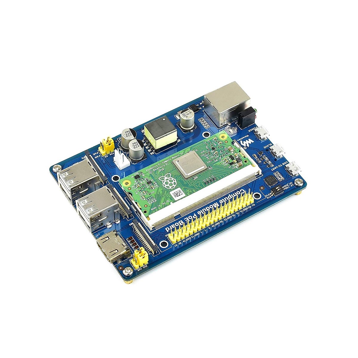 Waveshare Compute Module IO Board with PoE Feature Composite Breakout Board for Developing with Raspberry Pi CM3 / CM3L / CM3+ / CM3+L