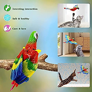 Flying Bird cat Toy, Simulated Bird Interactive cat Toy, Simulated Flying Bird Hanging pet Toy, Interesting Hanging Rotating pet Toy (with Light and Music)