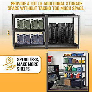 Rigma 5 Tier Garage Shelf, Heavy Duty Steel Shelving Unit, Adjustable Metal Multi-use Storage Rack, Shelves for Garage Kitchen Office Warehouse Industrial Utility Yard 47" W X 20" D X 72" H, (Black)