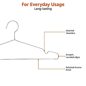 Amazon Basics Stainless Steel Clothes Hangers, 50-Pack, Silver