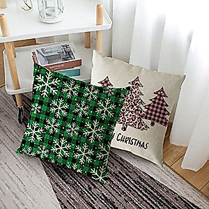 Scceatti Christmas Pillow Covers 18x18 in Liene Square Winter Cushion Cover with Zipper Polka Dot Funky Toss Theme New Pillowcases Protector for Couch Sofa Bed Living Room Decorations Gifts Decor