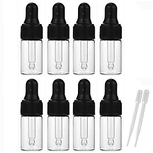 Clear Glass Dropper Bottles With 3ml Transfer Pipettes 30 Packs 1ml/2ml/3ml Essential Oil Dropper Vials Mini Empty Perfume Sample Dropper Glass Bottles (3ml)