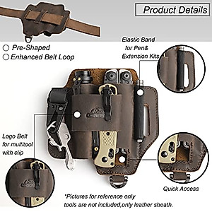 Topstache Leather Multitool Sheath,EDC Belt Organizer for Work and Daily Use,Leatherman Sheath,EDC Pocket Organizer for Flashlight and Multitool,Gifts for Men ,Leather Sheath for Multitool,Darkbrown