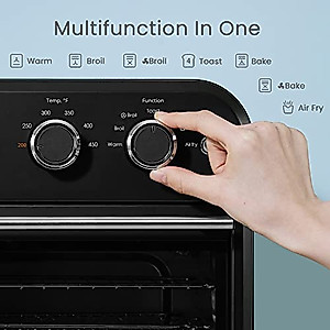 COMFEE' Retro Air Fryer Toaster Oven, 7-in-1, 1250W, 14QT Capacity, 4 Slice, Fry, Bake, Broil, Toast, Warm, Convection Black, Perfect for Countertop (CO-A101A(BK))