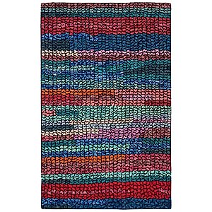 Safavieh Aspen Collection 2' x 3' Navy / Red APN519N Handmade Abstract Boho Wool Entryway Living Room Foyer Bedroom Accent Rug