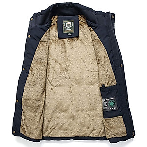 Vcansion Men's Outdoor Casual Stand Collar Thicken Qulited Fleece Jacket Padded Vest Lightweight Down Cotton Vest Coat Blue US M