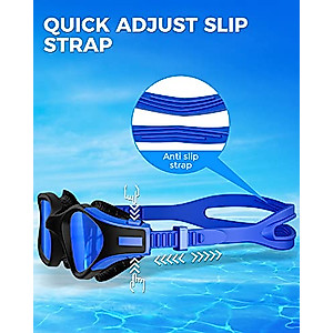 SFCICH Swim Goggles, Polarized No Leaking Swimming Goggles, Anti Fog UV Protection Clear Wide Vision Comfortable Swim Goggles for Men Women Adults Youth