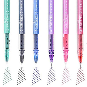 Mifuner 0.38mm 6 Colors Extra Fine Point Pens Liquid Ink Pen Rolling Roller ball Quick-drying Ink for Home Office