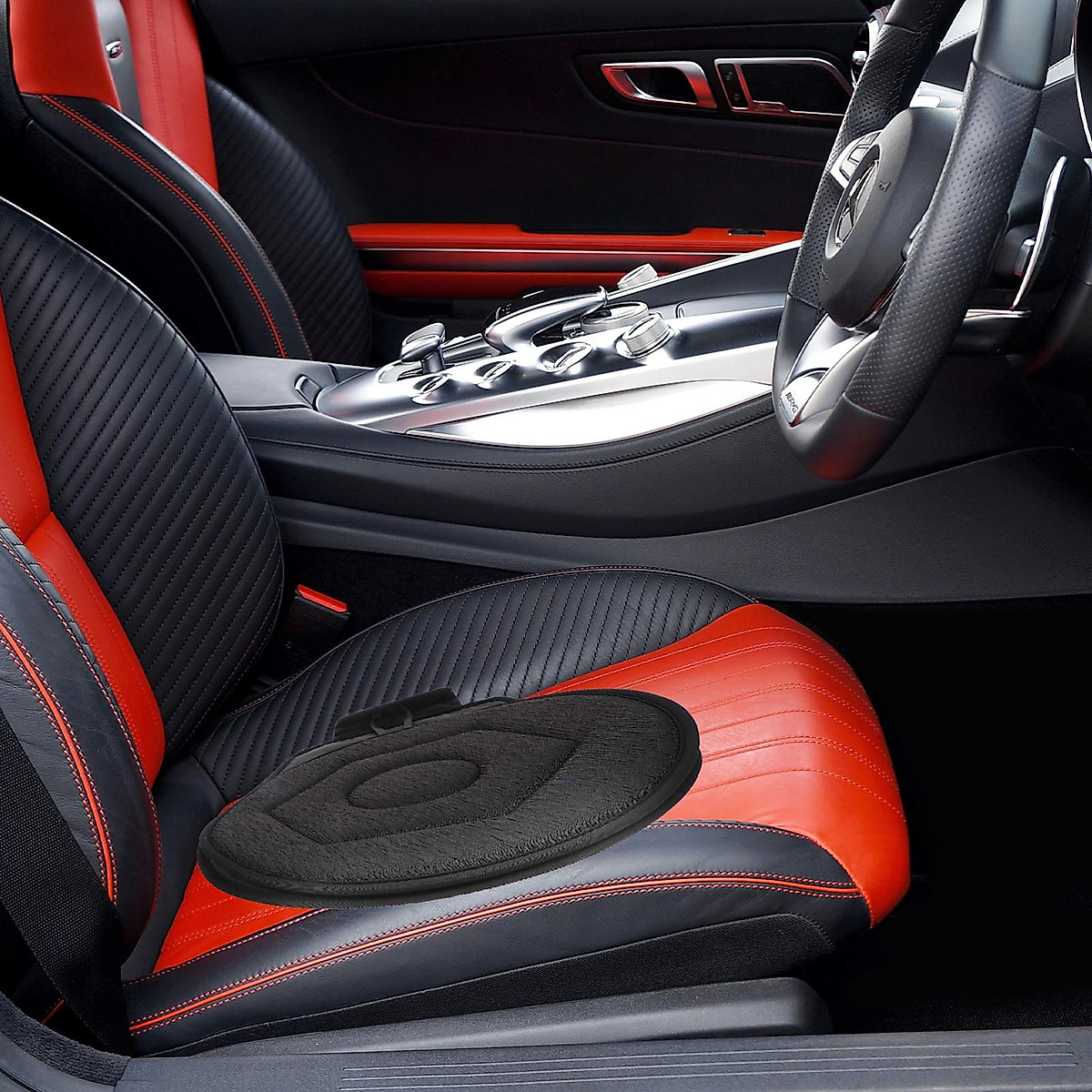 HEALLILY Swivel Seat Cushion 360° Rotating Car Seat Cushion Auto Swivel Cushion for Elderly or Those with Limited Mobility Black