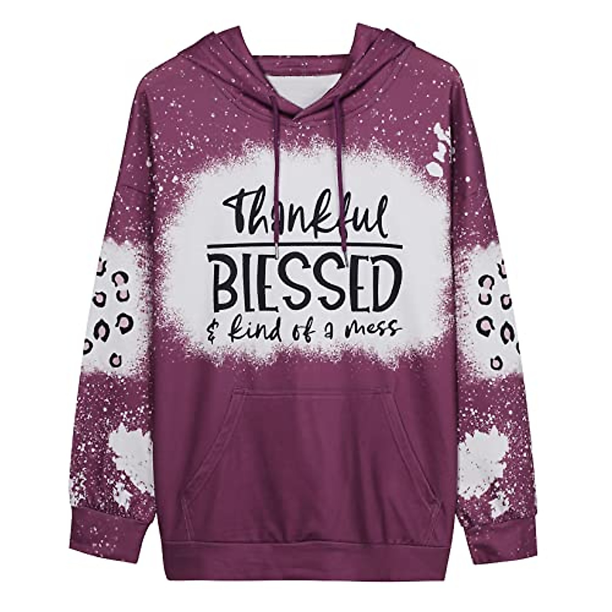 TAOHONG thankful blessed kind of a mess sweatshirts Purple Red