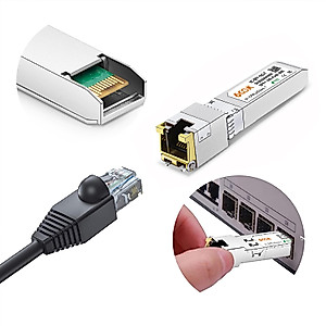 6COM 10GBase-T SFP+ Transceiver, 10G SFP+ to RJ45 Copper Module, CAT.6a/7, up to 30 Meters, compatible for Cisco SFP-10G-T-S, Ubiquiti uacc-cm-rj45-mg, D-Link, Supermicro, MikroTik S+RJ10 and More