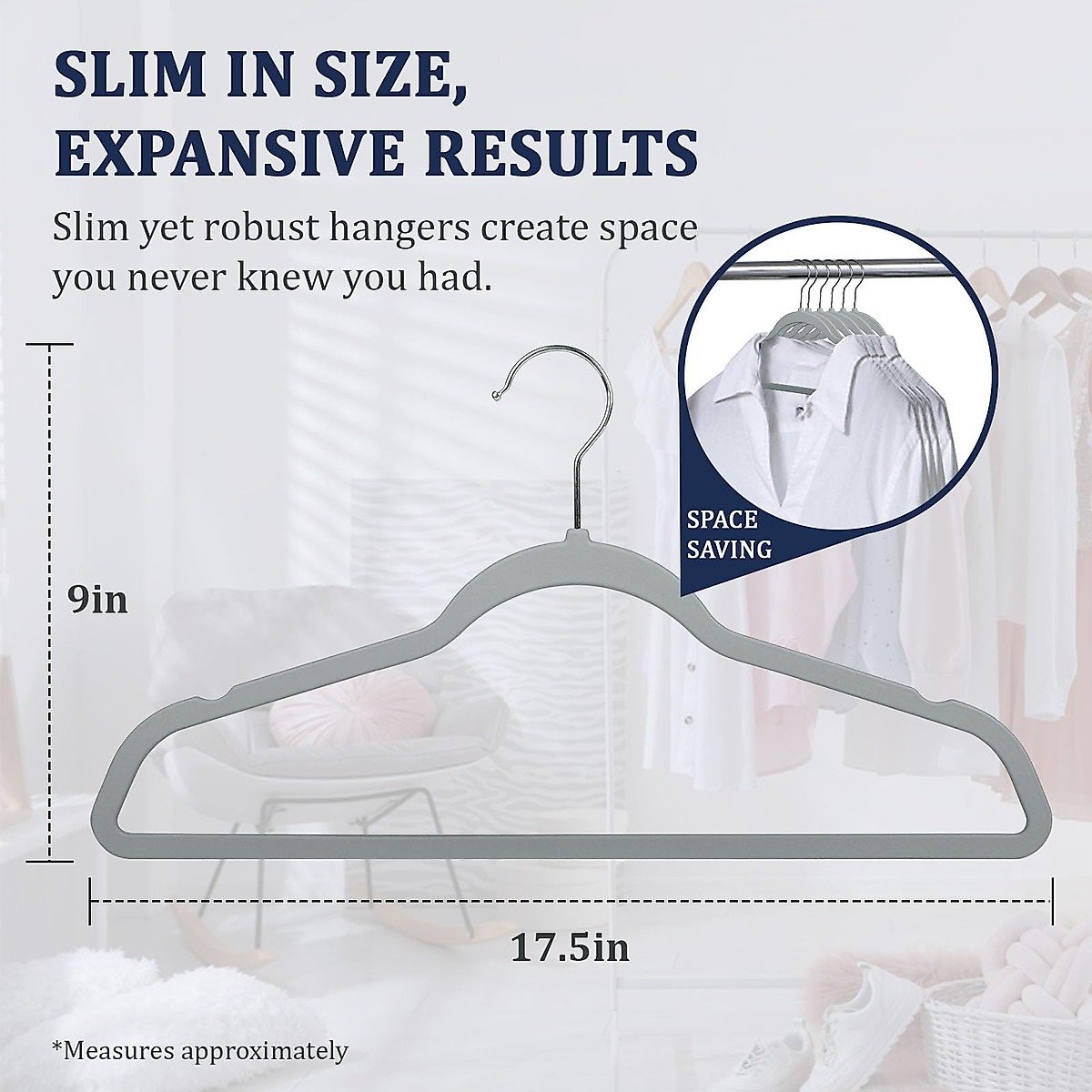 Plastic Hangers 30 Pack Rubber Coated Hangers, Non-Slip and Durable Hangers with Rubber Covering, Space Saving Keeping Closet Organized, Gray