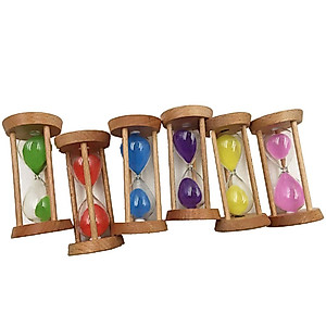 Backbayia 6 Pieces Colorful Sand Timer 30s/1/2/3/5/10 Minutes Hourglass Sandglass for Kids, Classroom, Kitchen, Games (Round)