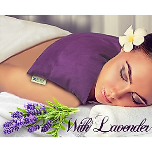 KOYA Naturals Soft Velvet Flax Seed Pillow with Lavender - Microwave Heating Pad – Microwavable Moist Heat Pack – for Neck, Muscle, Joint, Stomach Pain, Menstrual Cramps – Warm Wrap (Purple)
