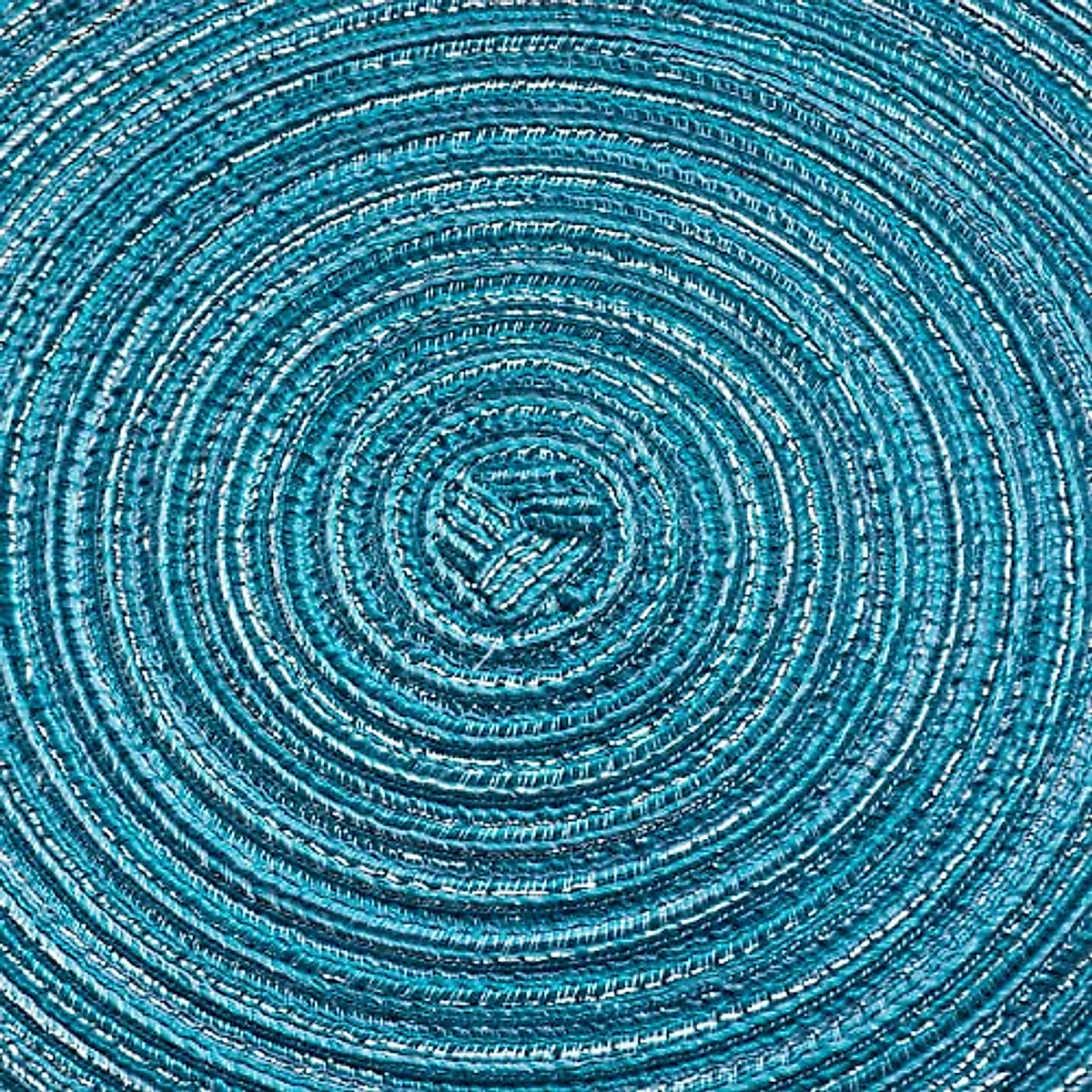 AHHFSMEI Round Placemats Set of 6 Round Braided Place mats 15 Inch Table Mats for Dining Tables Washable Heat Resistant Place mats for Party BBQ Christmas and Everyday Use (Blue Silver)