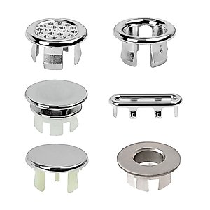 6-Piece/Set Sink Overflow Rings Sink Overflow Cover Sinking Overflow Rings Trimming Overflow Drain Cap Sink Hole Replacement Drain Cap Bathtub Hole Kitchen Sink Accessory