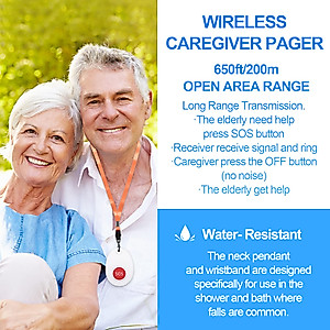 CallToU Caregiver Pager Wireless Call Buttons for Elderly, Portable Nurse Call Bell 600+ Feet for Elderly Monitoring, Alert Button for Seniors 1 USB Receiver 2 Call Button