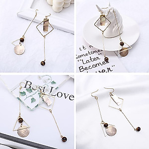 Mismatch Asymmetry Abstract Drop Dangle Abalone Shell Earrings for Woman