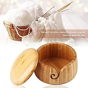 Bamboo Yarn Bowl, Large Yarn Bowls Yarn Holder for Knitting&Crochet, Yarn Storage Bowl with Removable Lid, Perfect Christmas Gifts for Moms and Grandmothers