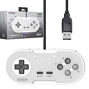Retro-Bit Legacy 16 Wired USB Controller - Features Home, SS & ZL/ZR Buttons - for Switch, PC, MacOS, RetroPie, Raspberry Pi - Classic Grey